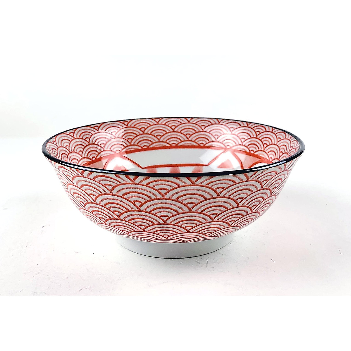 JapanBargain 4694, Large Japanese Porcelain Soup Bowls and Spoons Gift Set, Lucky Cat Pattern Ramen Bowls, Blue and Pink Color, Set of 2, Made in Japan, 36 Ounce