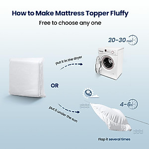 SOPAT Mattress Topper Queen Size Extra Thick Mattress Pad Plush Top 8-21" Deep Pocket Soft Down Alternative Fill Mattress Protector Pillow Top Mattress Cover (60x80 Inches, Plush White)