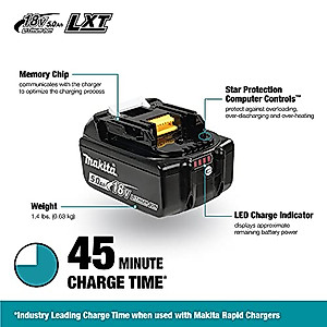 Makita BL1850B2DC2 18V LXT® Lithium-Ion Battery and Dual Port Charger Starter Pack (5.0Ah)