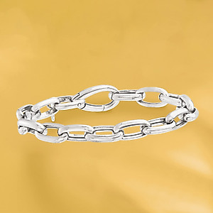 Ross-Simons Italian Sterling Silver Paper Clip Link Bracelet. 8 inches