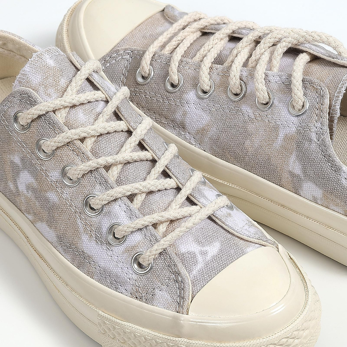 Handshop 2 pairs Round Rope Shoe laces, Thick Cotton Sneaker Shoelaces for Men Women Shoes Beige 100(5mm)