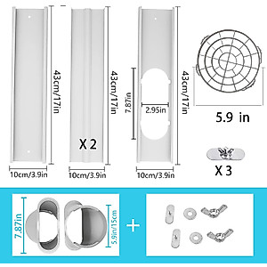 LEZIFU Portable Air Conditioner Window Kit with Hose, Adjustable Window Seal with 5.9 Inch Diameter 59" Length Hose for Vertical/Horizontal Window Kit