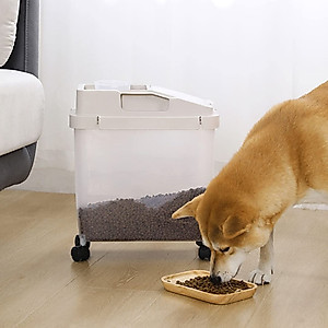 Ingredient Storage Bin Container 10kg Rice Dry Food Sealed on Wheels with Lid Measuring Cup Coffee.
