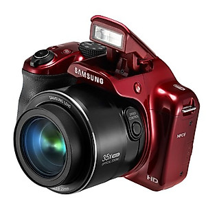 Samsung WB1100F 16.2MP CCD Smart WiFi & NFC Digital Camera with 35x Optical Zoom, 3.0" LCD and 720p HD Video (Red)