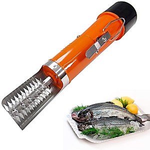 Powerful Electric Fish Scraper Cordless Fish Scaler Cleaner Automatic Fish Scale Remover with a Manual Scaler (2 Batteries)