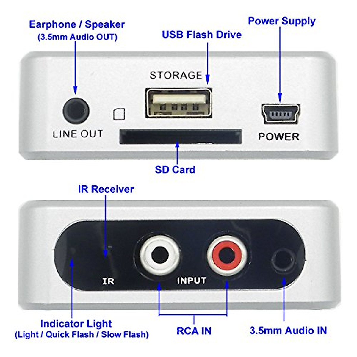 Audio Capture Cassette CD MP3 Recorder Converter with 3.5mm & RCA in Ports