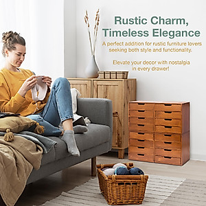 4-Pack 4 Drawer Desktop Storage Organizer in Modern Wood Design (20”x7”x 20”) Stackable Drawers For School Office - Vanity Accessories Organizer - Countertop Organizer Drawer in Modern Mahogany Wood