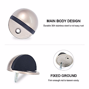 CG PLUS Floor Door Stopper Satin Nickel with Rubber pad, Semicircle Shaped Door Stopper, Stainless Steel for Protecting Wall (2inch x 4pack, Satin Nickel)