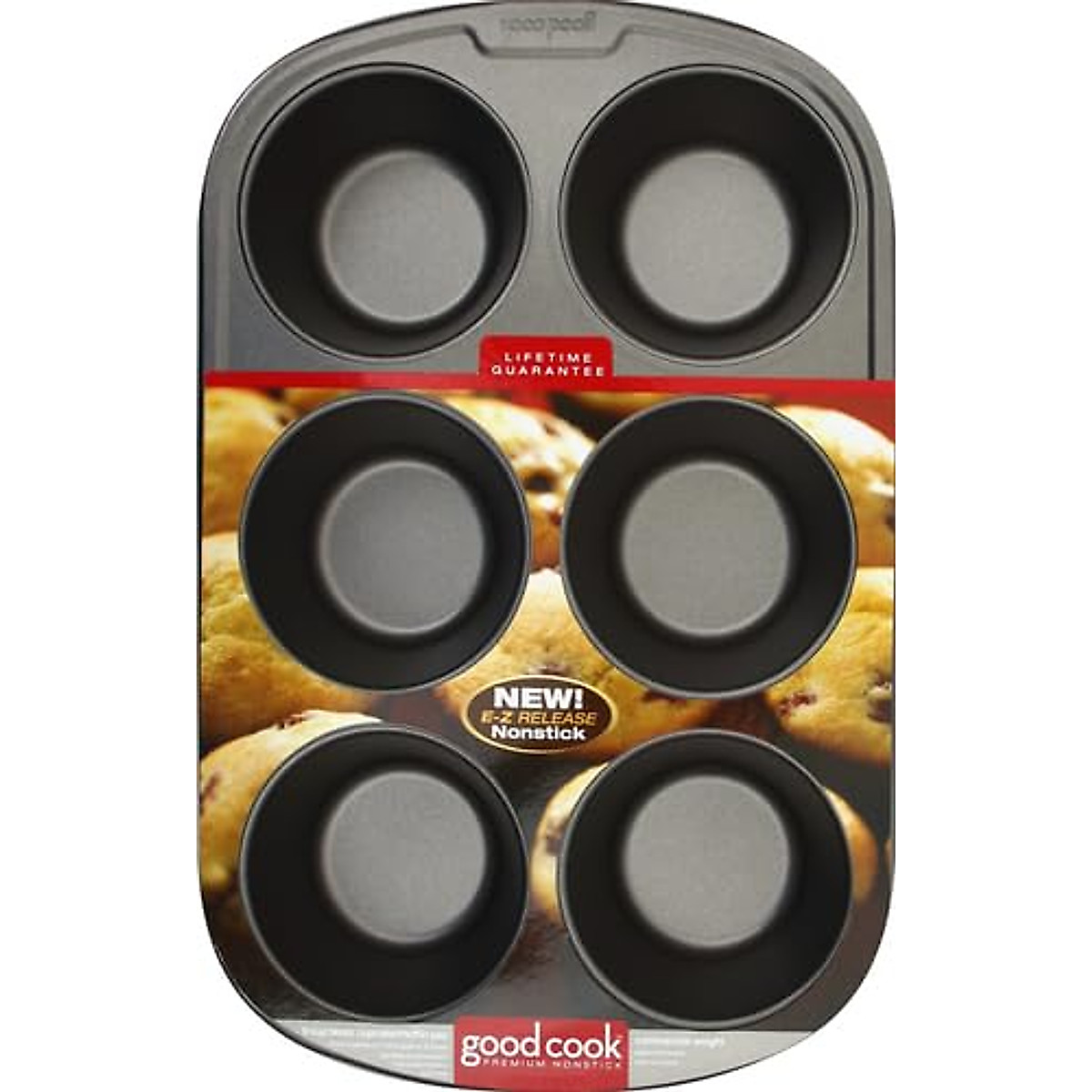 Good Cook 04033 Non-Stick Texas Muffin Pan, Steel, 3-1/2 in Dia x 16-1/2 in L x 10 in W x 8.7 in H