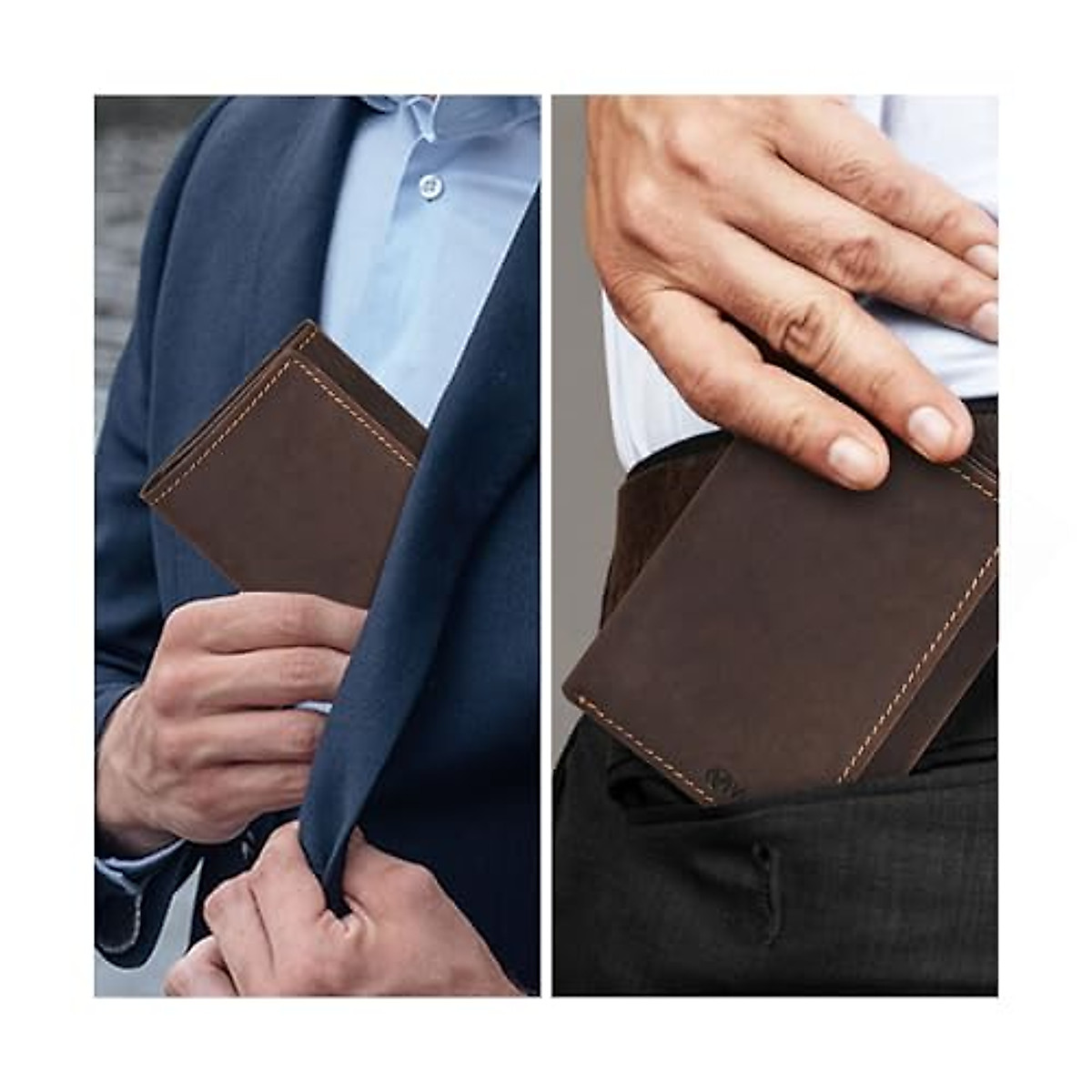 VALENCHI Leather Trifold Wallet For Men - RFID Blocking - 9 Card Slots, 2 Note Compartments & 1 ID Window - Minimalist Design, Slim Wallet - Premium, Fashionable Accessory Gifts for Men, Him