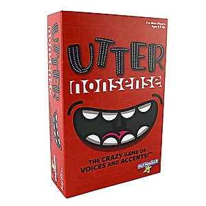 PlayMonster Utter Nonsense -- The Crazy Game of Voices and Accents -- Ridiculous Family Fun -- Ages 8+ -- 4-20 Players, Red
