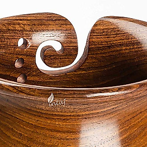 INTAJ Rosewood Yarn Bowl - Yarn Knitting Bowl Handcrafted - Christmas Gift - Wooden Yarn Bowl for Knitting and Crocheting (Turned Rosewood, 6x4")