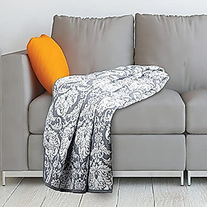 ForPro Premium Poly Cotton Designer Blanket, Ultra-Soft Cotton Blanket for Massage Tables, Beds, Sofas, Antique Gray Quilted Pattern, 60" W x 90" L, 350gsm