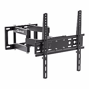 Global Electronics Wall Mount TV and Monitors, Mount Double Arm, Bracket Full, Motion with Long Arm for Corner/Flat Installation fits 30 to 60" Flat/Curve TVs, Mount VESA 400x400mm, Tv Stand