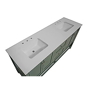 Kitchen Bath Collection Lakeshore 72-inch Double Bathroom Vanity (Engineered White/Sage Green): Includes Sage Green Cabinet with Engineered White Countertop and White Ceramic Sinks