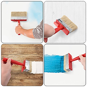 3 Pieces Deck Stain and Sealer Block Paint Brushes on Wood Heavy Duty Brush Paint Brushes for Walls Applicator for Painting Staining Decking Fence, 3 Inch, 4 Inch and 6 Inch, Set of 3 (Red)