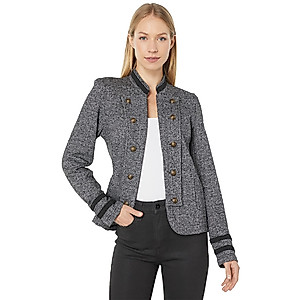 Tommy Hilfiger Women's Classic Tommy Open Front Band Jacket, Black Multi, X-Small