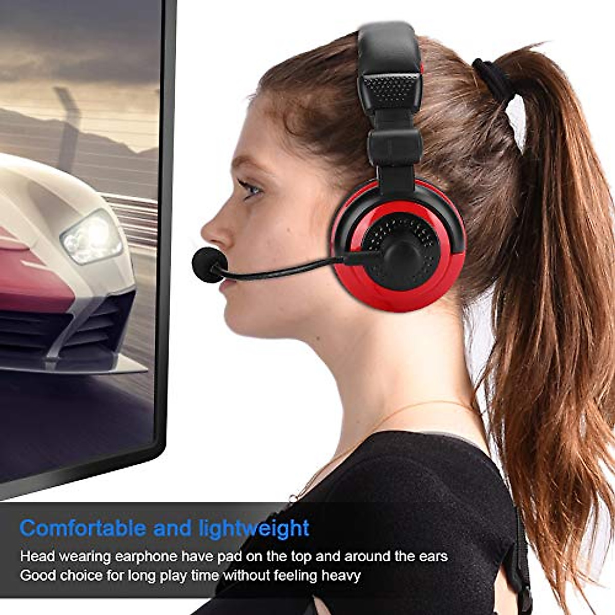 3.5mm Gaming Headset for PS4 for XBOXone, Jacket Earphone Adjustable Headband 360° PU Leather Stereo Headphone with Mic
