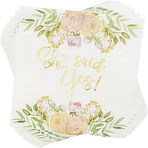 Sparkle and Bash Bridal Party Pack, Includes Paper Plates, Napkins, Cups, Cutlery, Banner, and Plastic Tablecloth (Serves 24, 146 Pieces)