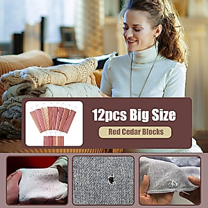 Vazpalas 12 Pack Cedar Blocks for Clothes Storage, Cedar Drawer Liners, Cedar Hanger Ups for Closet, 100% Natural Cedar Hang Ups, Red Cedar Storage Accessories for Closets & Drawers