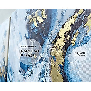 Wall Art Bedroom Gold Wall Decor Abstract Pictures for Living Room Wall Decoration Blue Paintings Large Canvas Art Framed-16''x24''x3 Artwork Decor for Office Bathroom