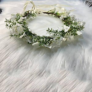 VMila Flower Crown - Elegant Wedding Hair Accessories for Girls, Ideal Flower Girl Headpiece, Perfect for Bridal Parties and Special Occasions (White)