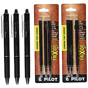 PILOT FriXion Clicker Retractable Gel Ink Pens, Eraseable, Fine Point 0.7 mm, Black Ink (314505P)