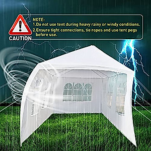 10'x30' Party Tent, Outdoor Tents for Parties, Wedding and Birthday, White Large Canopy Tent with 5 Removable Sidewalls & Transparent Windows, Outside Gazebo Event Tent for Garden, Patio and Backyard