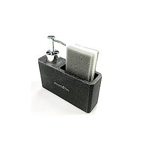 GOOD4YOU Lot of Two Manual Soap Dispenser, Organizer on Countertop, 2-in-1 Manual Dish Soap Dispenser and Sponge Holder, Durable ABS Material, Countertop for Kitchen & Bathroom