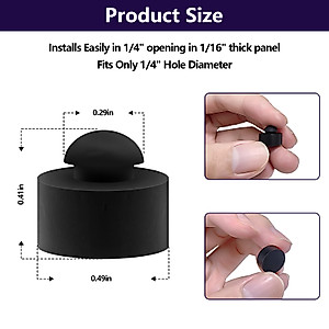 Rubber Push-in Bumper Tight-Grip Stem - for Use in 1/16" Panel Thickness Fits 1/4" Hole - Bumper is 1/2" Diameter 1/4" Height -16 Pack