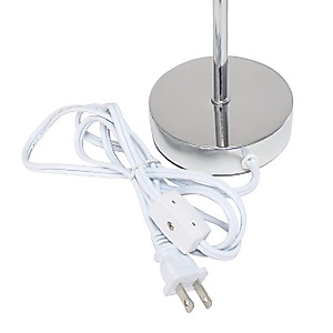 Simple Designs LT2007-WHT Chrome Mini Basic Table Lamp with Fabric Shade, White