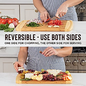 Bamboo Cutting Board - Chopping Board, Wood Cutting Board with Juice Groove, Charcuterie Board, Serving Platter Cheese Board, Bread Board, Turkey Meat Cutting Board, Wooden Cutting Boards for Kitchen