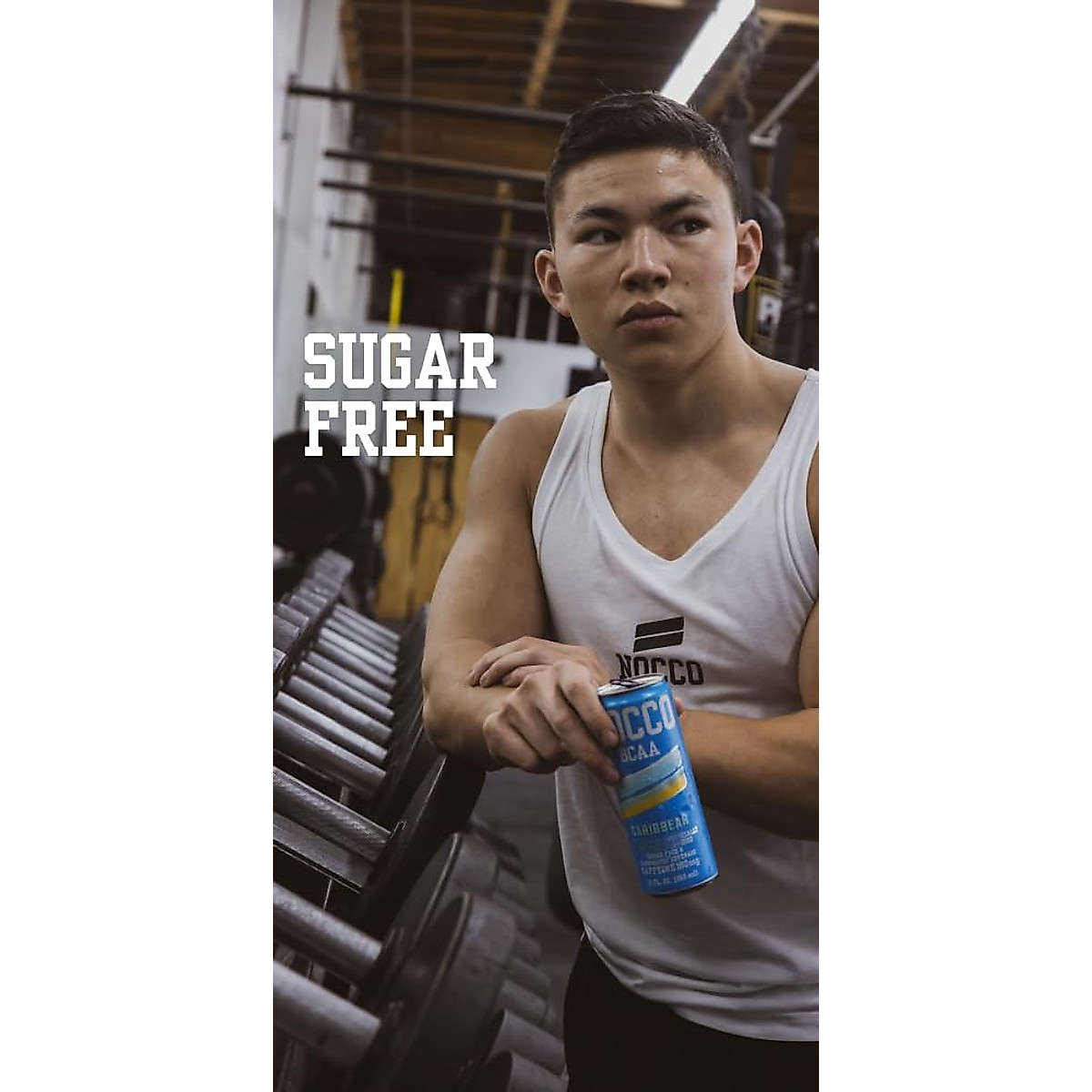 NOCCO BCAA Energy Drink Caribbean Pineapple - 12 Fl Oz (Pack of 12) - 180mg Caffeine, Sugar Free Energy Drinks - Carbonated, Low Calorie, BCAAs, Vitamin B6, B12, & Biotin - Grab & Go Performance Drink