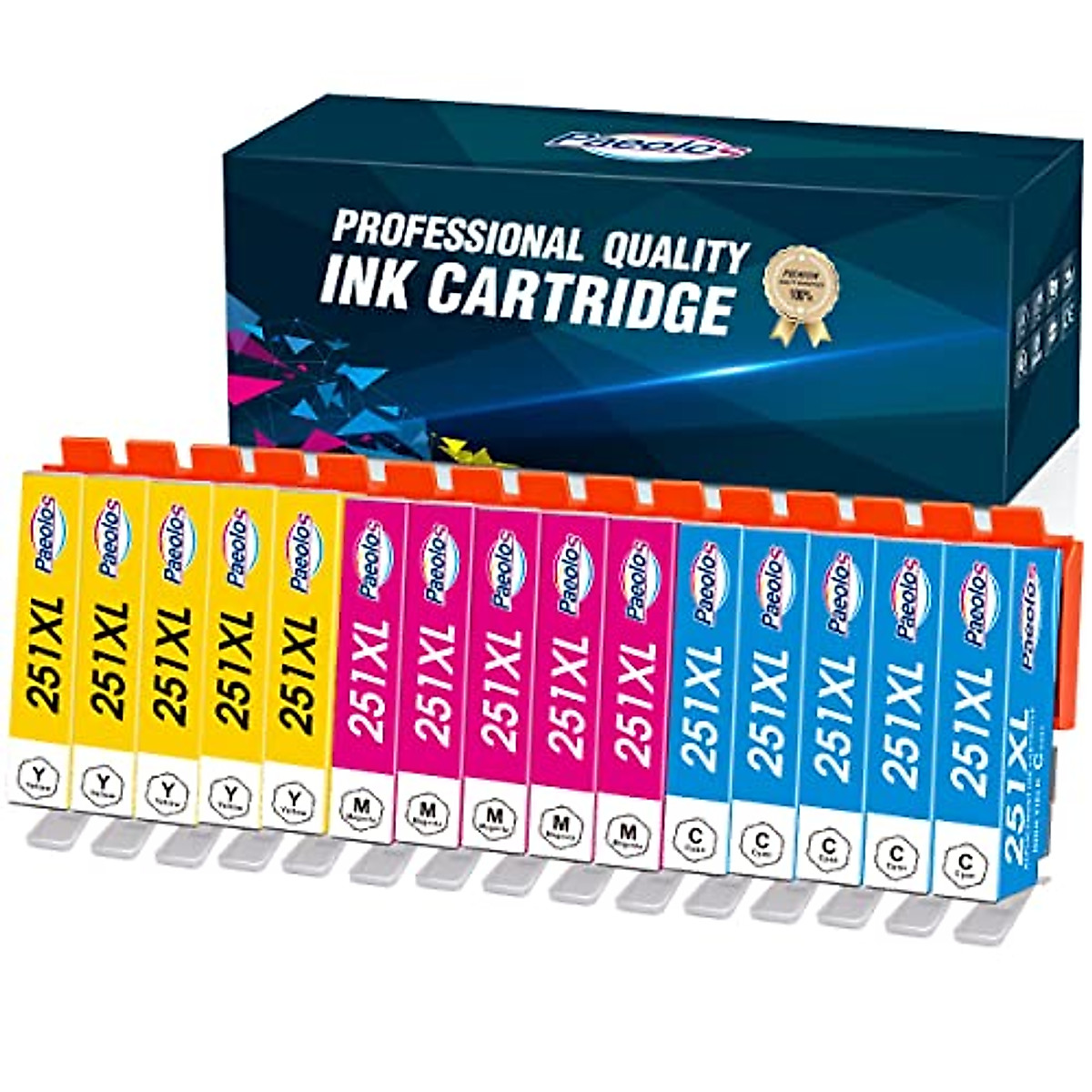 Paeolos Compatible 251XL Ink Cartridge Replacement for Canon 251 251XL CLI-251 PGI-250 Used in Canon Pixma MX922 IX6820 IP7220 IP8720 MG7520 MG5520 MG5420 MG6320, 15 Packs (Color Ink)