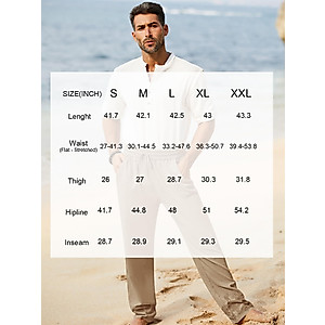 iWoo Mens Elastic Waist Drawstring Pants With Pockets Beach Linen Pants Men Dk Xxl