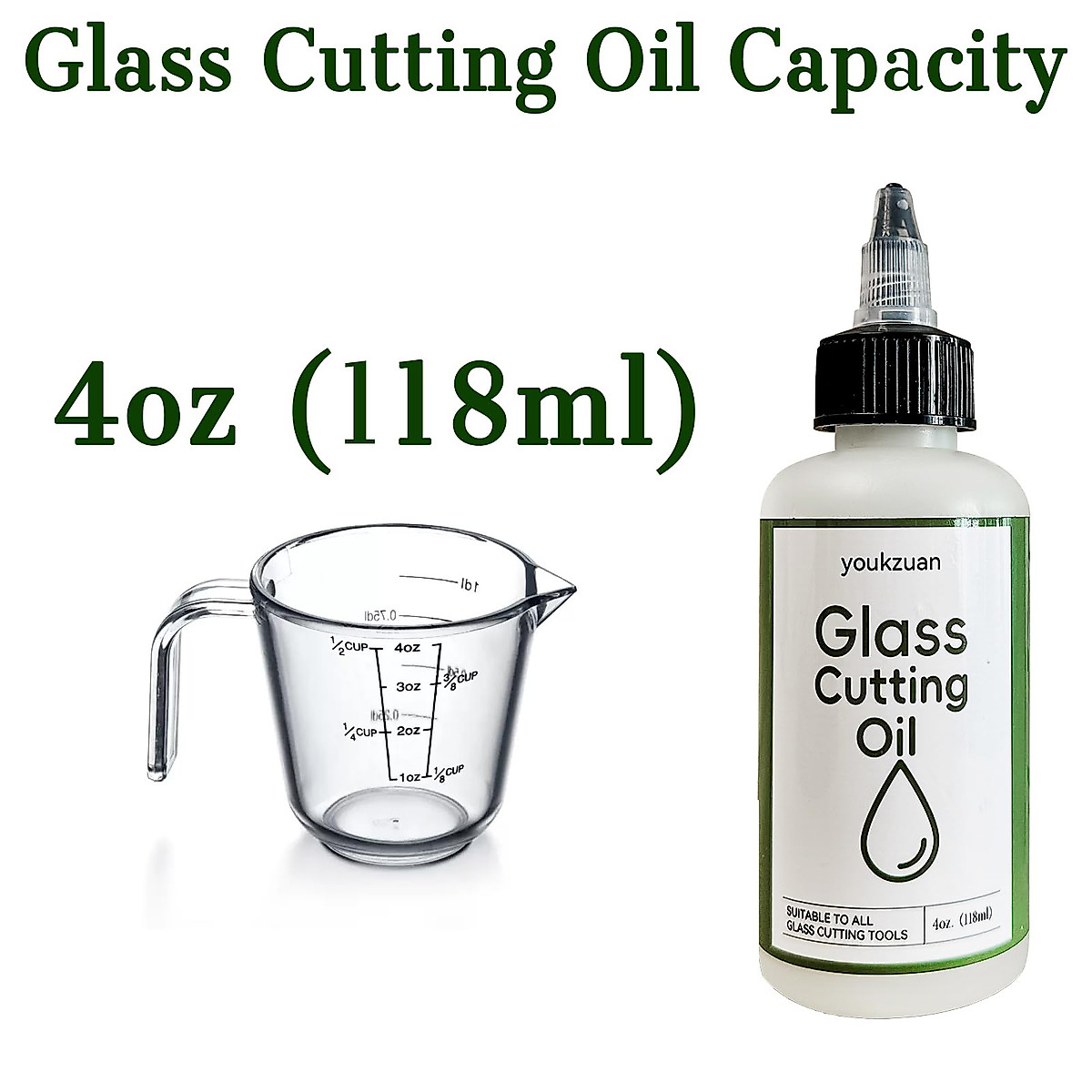 youkzuan Glass Cutting Oil, 4 oz Suitable to All Glass Cutting Tools, Glass Cutter Oil for Stained Glass, Glass Bottles, Tile Cutter, Mosaic, and Mirrors