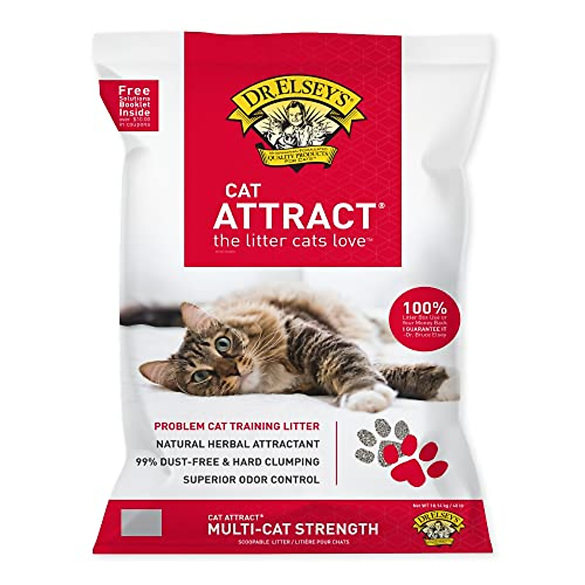 Dr. Elsey's Premium Clumping Cat Litter - Cat Attract - 99% Dust-Free, Low Tracking, Hard Clumping, Superior Odor Control, Natural Herbal Attractant, Unscented & Natural Ingredients, 40 lb