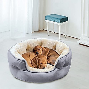 JOJHDR Pet Bed for Dog and Kitten, Soft and Durable Round Puppy Bed with Removable Cushion and Waterproof Oxford Bottom 28 Inch