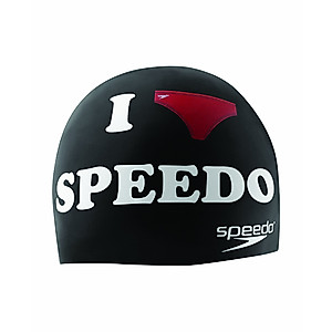 Speedo Silicone 'I Heart Speedo' Swim Cap, Black