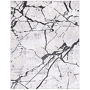 SAFAVIEH Amelia Collection 6' x 9' Grey/Black ALA293K Modern Abstract Non-Shedding Living Room Dining Bedroom Area Rug