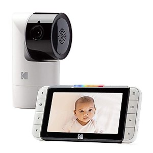 KODAK Cherish C525IR Video Baby Monitor and Mobile App - Remote Tilt, Pan and Zoom, HD Baby Camera, 5” HD Parent Unit, Infrared Night Vision, Camera Battery for Wireless, Long Range and 2-Way Talk