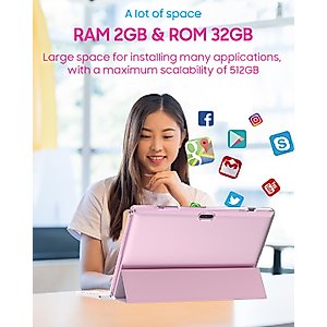 Tablet 2 in 1 Android 11 Tablets with Keyboard 10 inch Tabletas, Include Mouse Stylus Case Tempered Film, 6000mAh Tablet 32GB ROM 512GB Expandable Tableta, 8MP Dual Camera, WiFi BT Google Tablet PC.