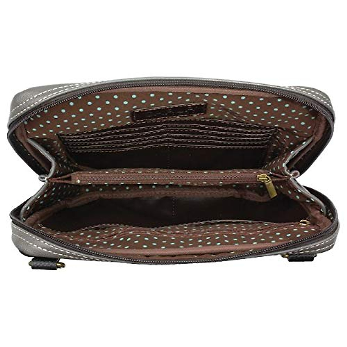 Chala Paw Print Collection Companion Organizer Cross Body Bag (Gray 10 x 8 x 1.5) Medium