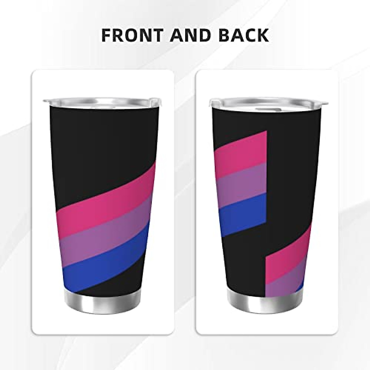 SDERDZSE Lgbtq Bisexual Pride Tumbler 20oz Coffee Cup Insulated Tumblers Stainless Steel Tumbler With Lid Coffee Travel Mug For Home Outdoor