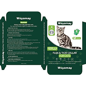 4 Pack Flea Collar for Cats, Cat Flea and Tick Treatment, 8 Months Protection Flea and Tick Prevention for Cats, Waterproof Cat Flea Collar, Adjustable Cat Flea and Tick Collar for Cats Kittens, Black