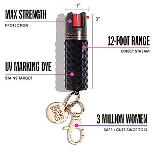 BlingSting Pepper Spray Keychain for Women Black