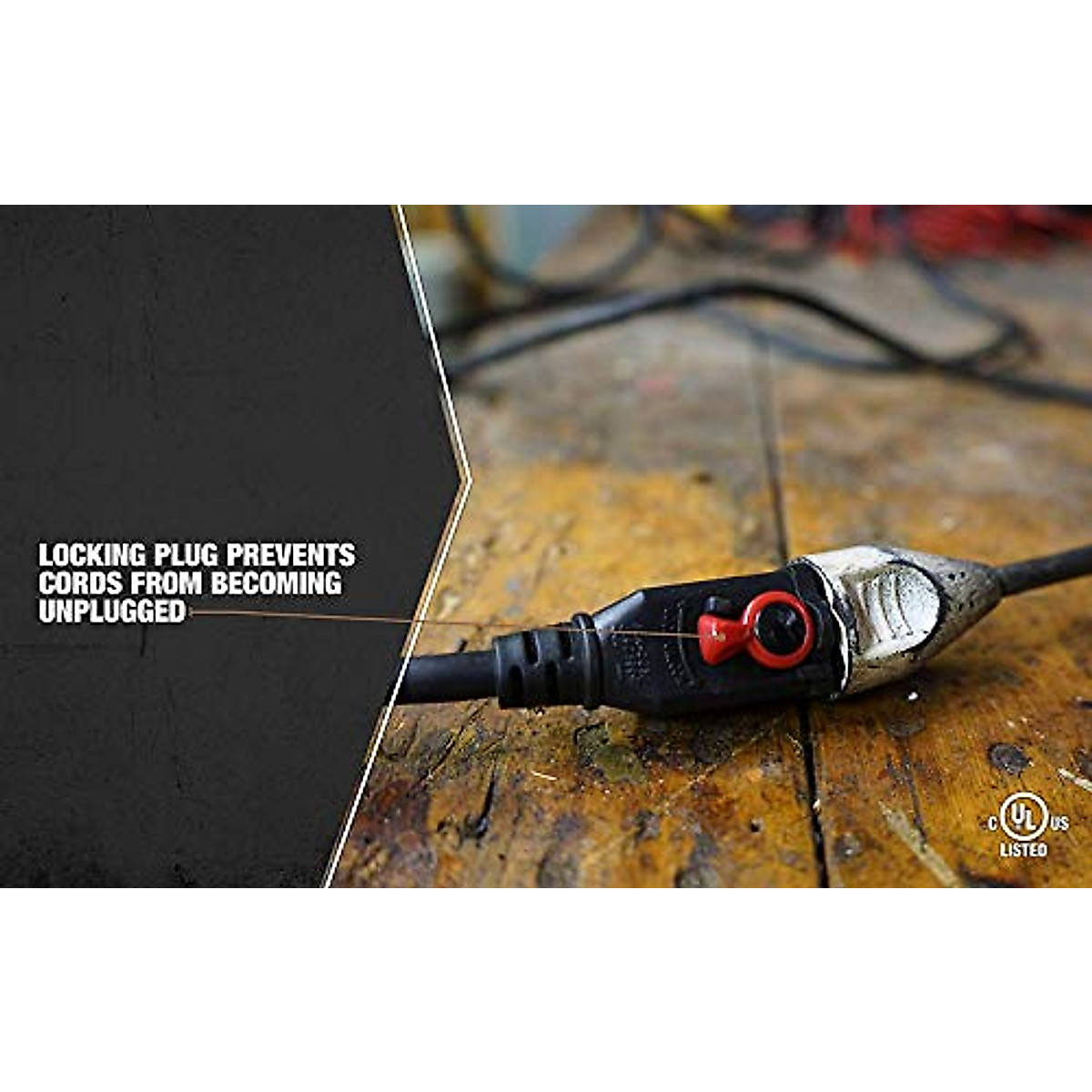 Woods 48004 14/3 SJTW Metal Extension Cord Reel with Locking Plug; Red; 30-Feet; Foot; Orange