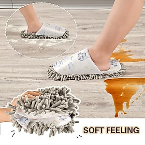FLildon Microfiber Cleaning Slippers Cloudy Hippo Washable Mop Shoes Slipper for Men/Women House Floor Dust Cleaner, Size L