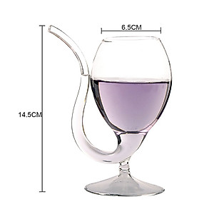 LOHOME Creative Vampire Filter Wine Glass, Clear Juice Cup, Goblet With Drinking Tube Straw High Gorosilicate Glass Wine Decanter, 300ml/10oz (Pack of 1)