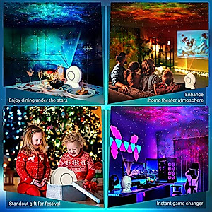 AIRSEE Star Projector Galaxy Light, Cordless Adjustable LED Laser Galaxy Projector with Remote Control & Timer, Magnetic Night Light Projector Valentine's Gifts for Party, Gaming Room, Bedroom Decor